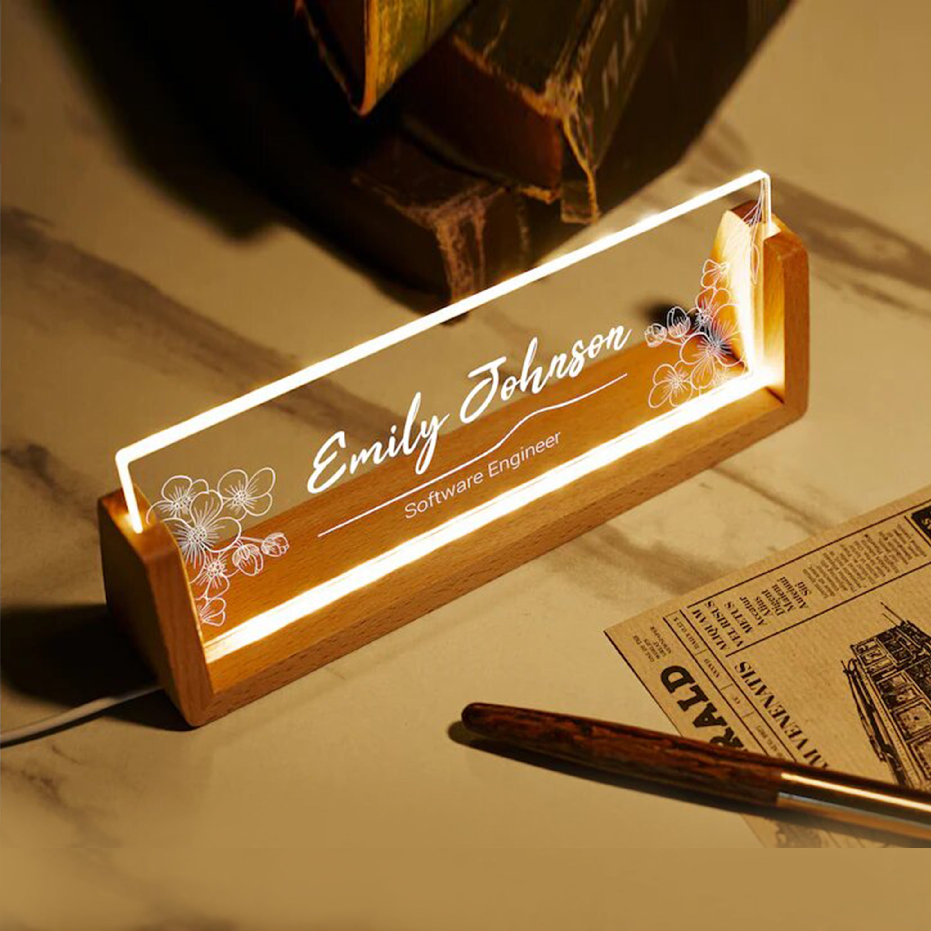 Custom Office Desk Plate with Led Night Light GT008 – GloriousGifts.Pk ...