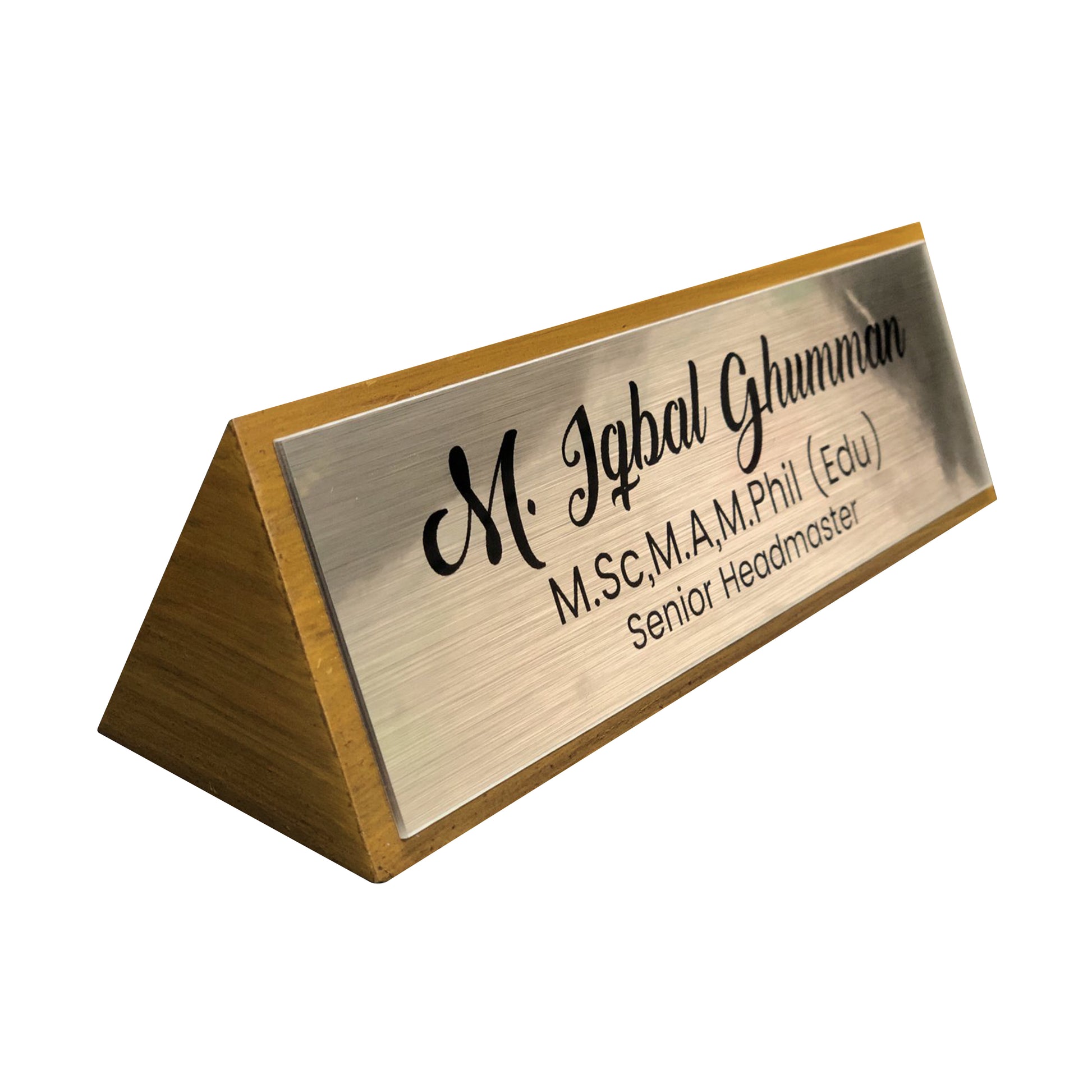 Solid Wooden Triangle Desk plate GT004 – GloriousGifts.Pk | Pakistan's ...