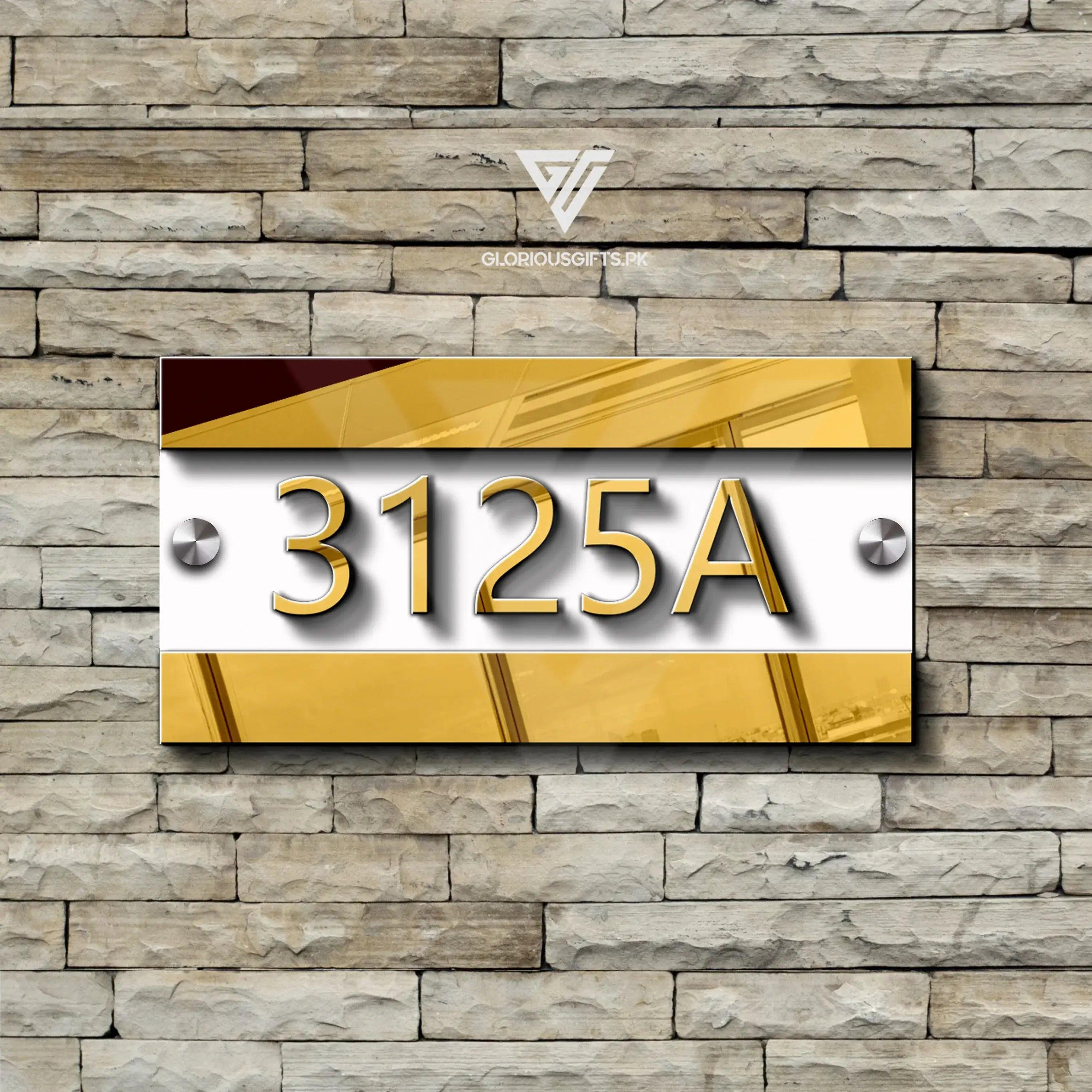 Personalized Gold/White Wall Plaques - House Name Plate GN005 ...