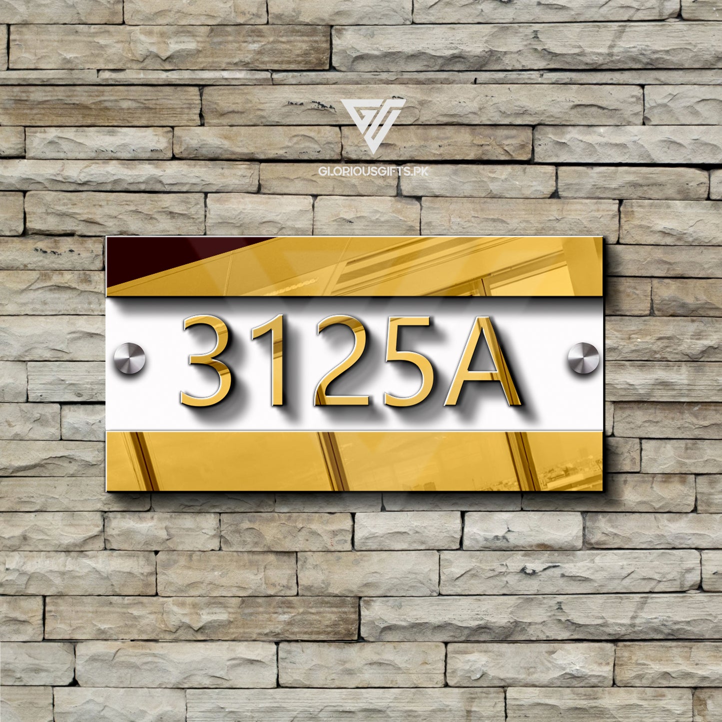 Personalized Gold/White Wall Plaques - House Name Plate GN005 ...