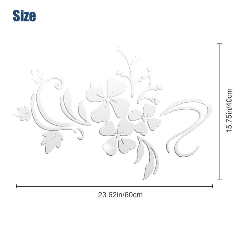 3D Mirror Flower Art Removable Wall Sticker Home Decor GW001 ...