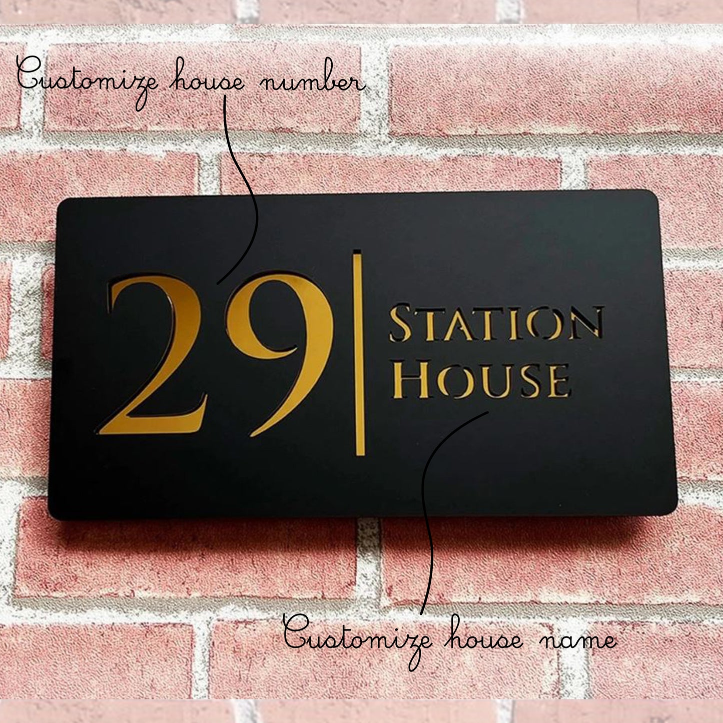 Personalized 3D Floating House Name Plates - Matte Black Acrylic GN007 ...